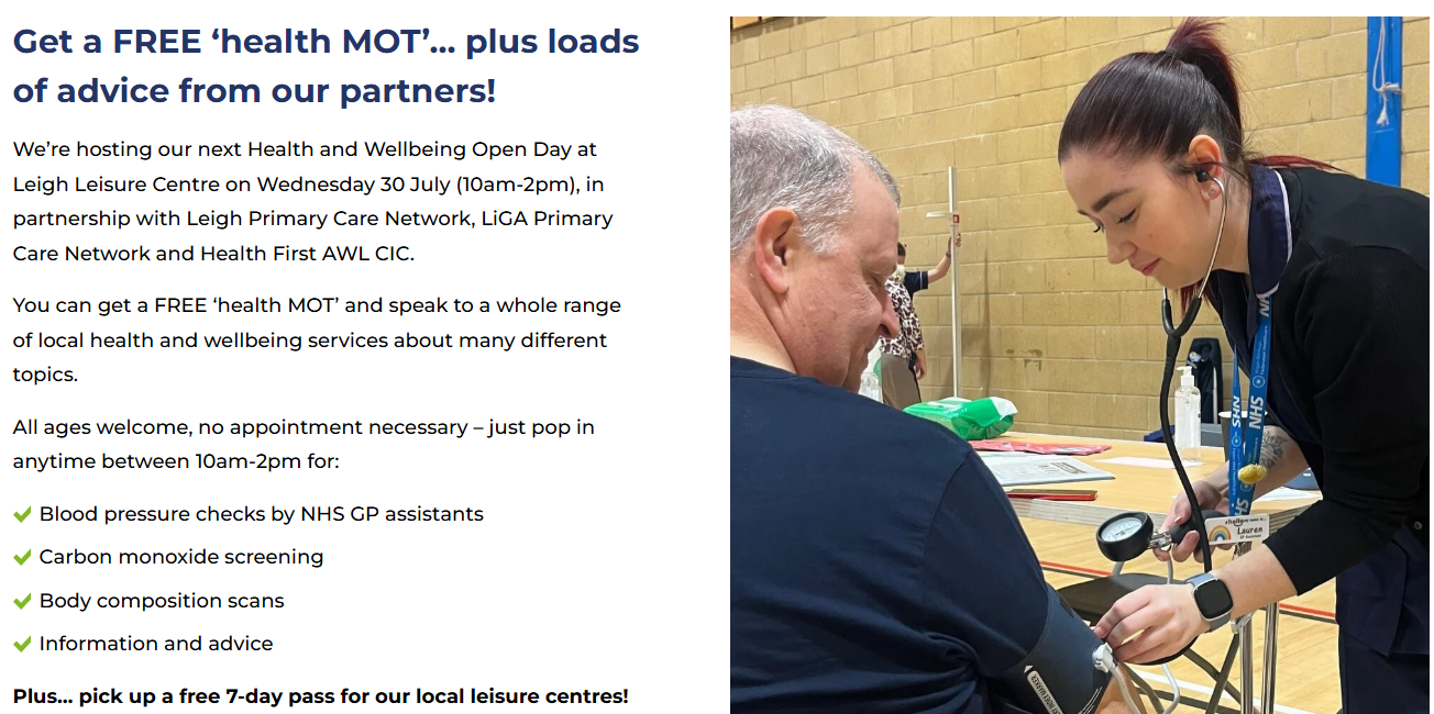 PCN & BE Well Health Promotion Day – Leigh PCN